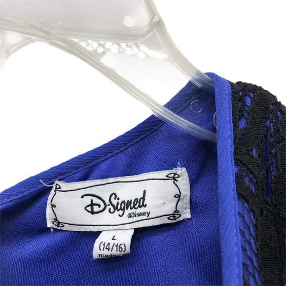 Disney | Dresses | Disney D Signed Girl A Line Dress Blue Lace Trim L ...